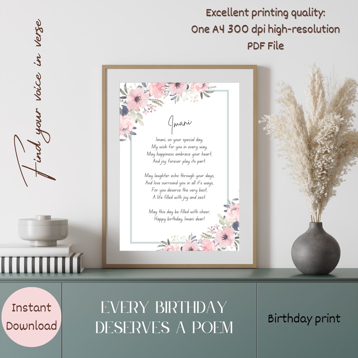 Imani Personalized Birthday Poem Unique Gift Printable Poem for ...
