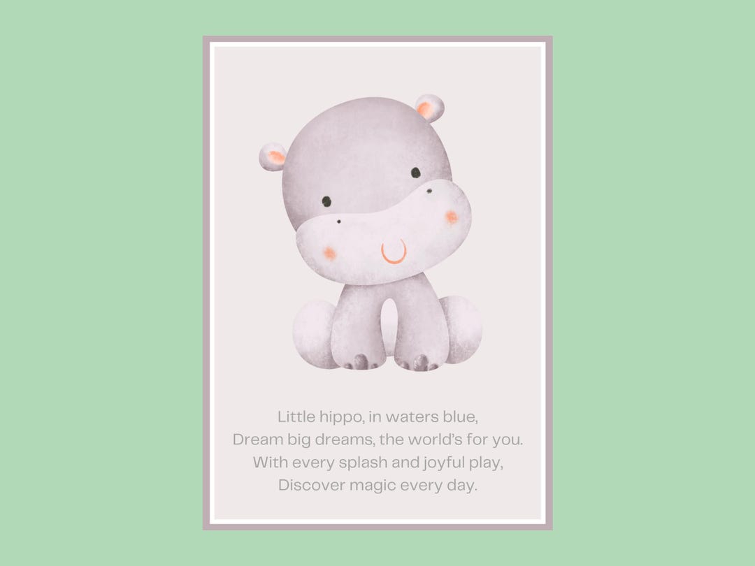 Poems for Kids Animal Poems dream Big Little Hippo Poem Prints Poem for ...