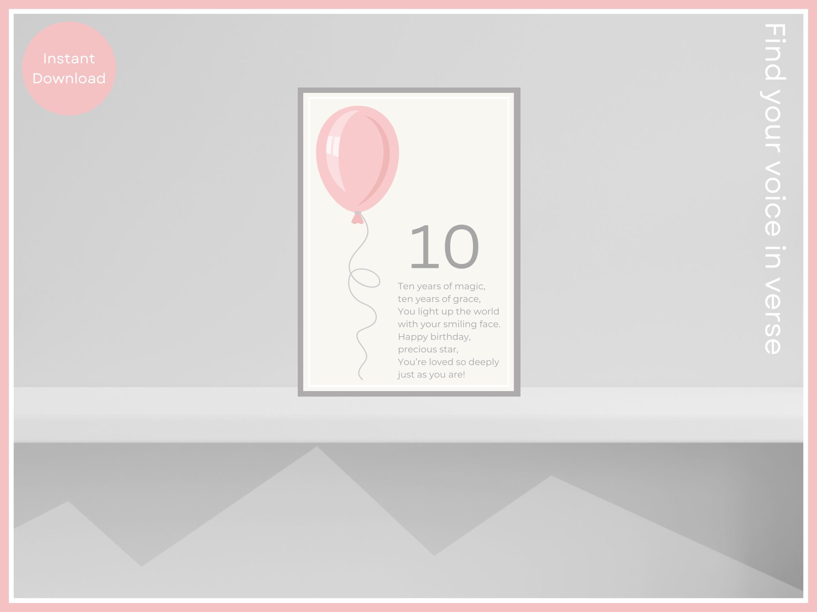 10th Birthday Poem Printable for Daughter or Granddaughter Instant ...