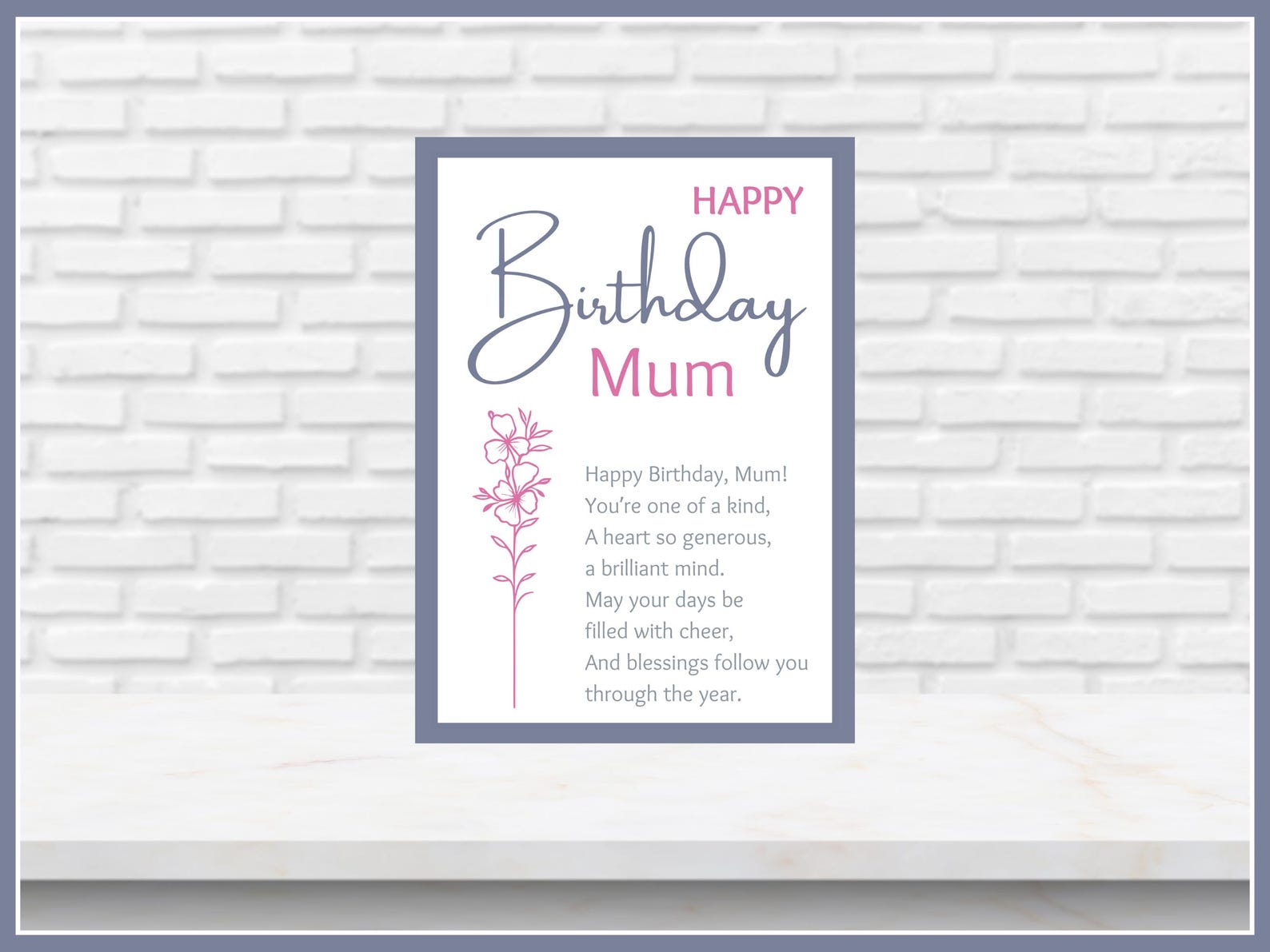Mum Birthday Poem Printable Instant Download Perfect for Framing and ...