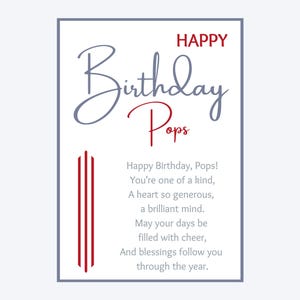 Loving Birthday Poem for Pops Perfect Gift to Show Pops How Much He is ...