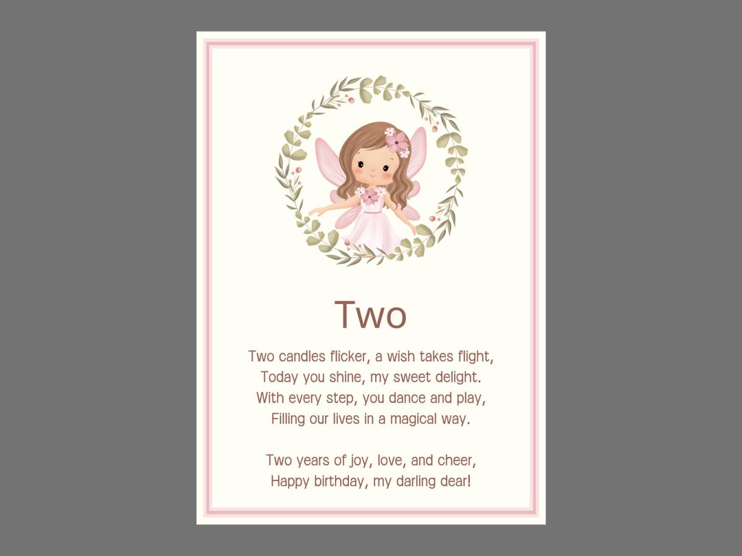 2nd Birthday Poems Two Birthday Poem Print Little Girl Happy 2nd ...