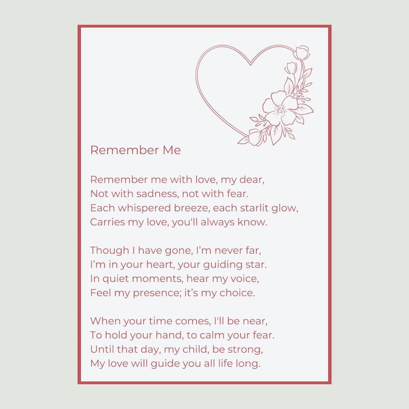 Remember Me Poem - Etsy