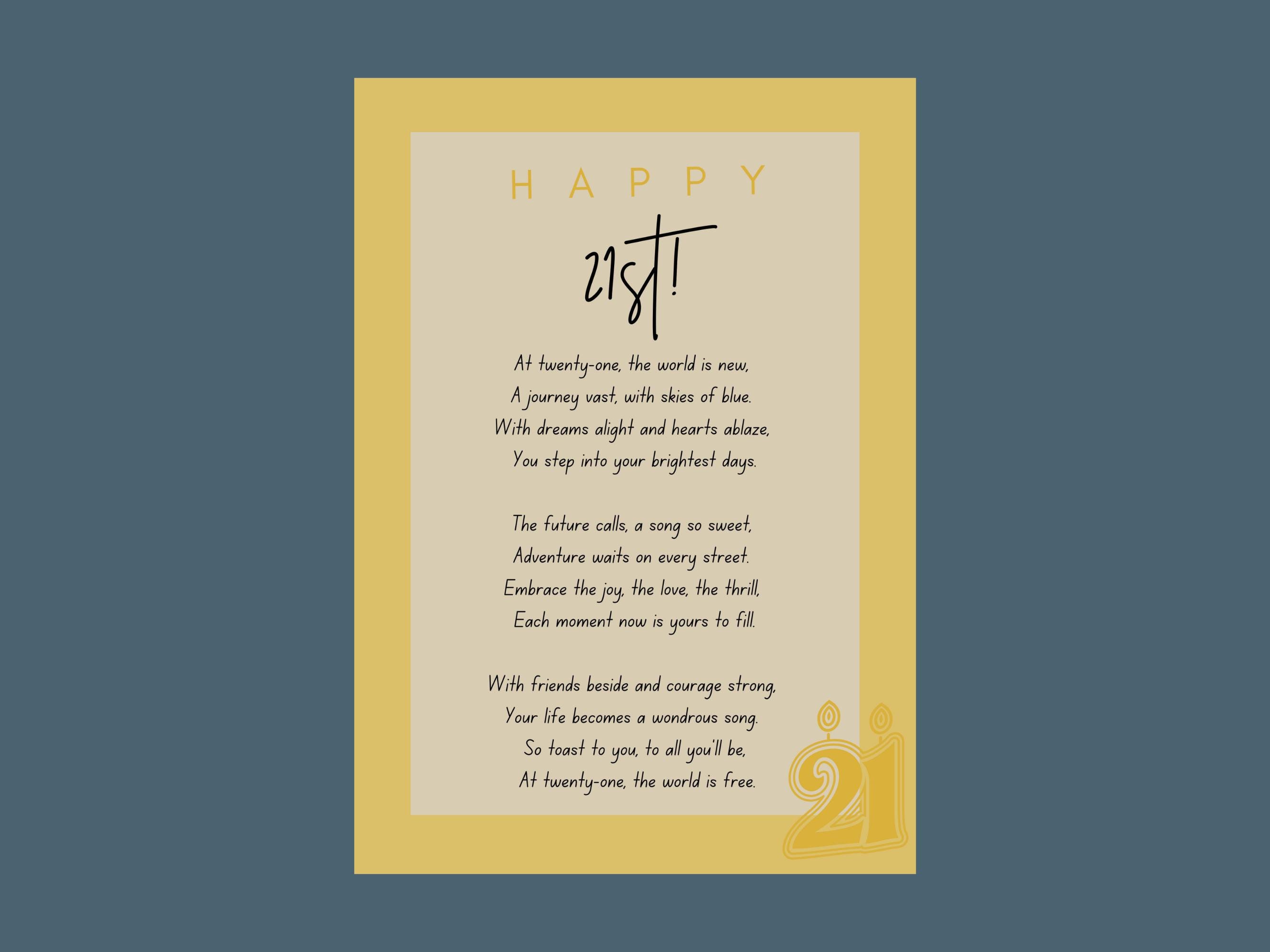 21st Birthday Poem Printable Instant Download for Him or Her - Etsy
