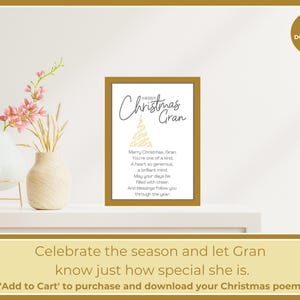 Christmas Poem Print for Gran Christmas Poems for Gran Merry Christmas ...