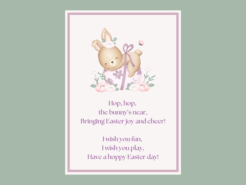 Children's Rhymes Happy Easter Poem Printable for Kids Instant Download ...