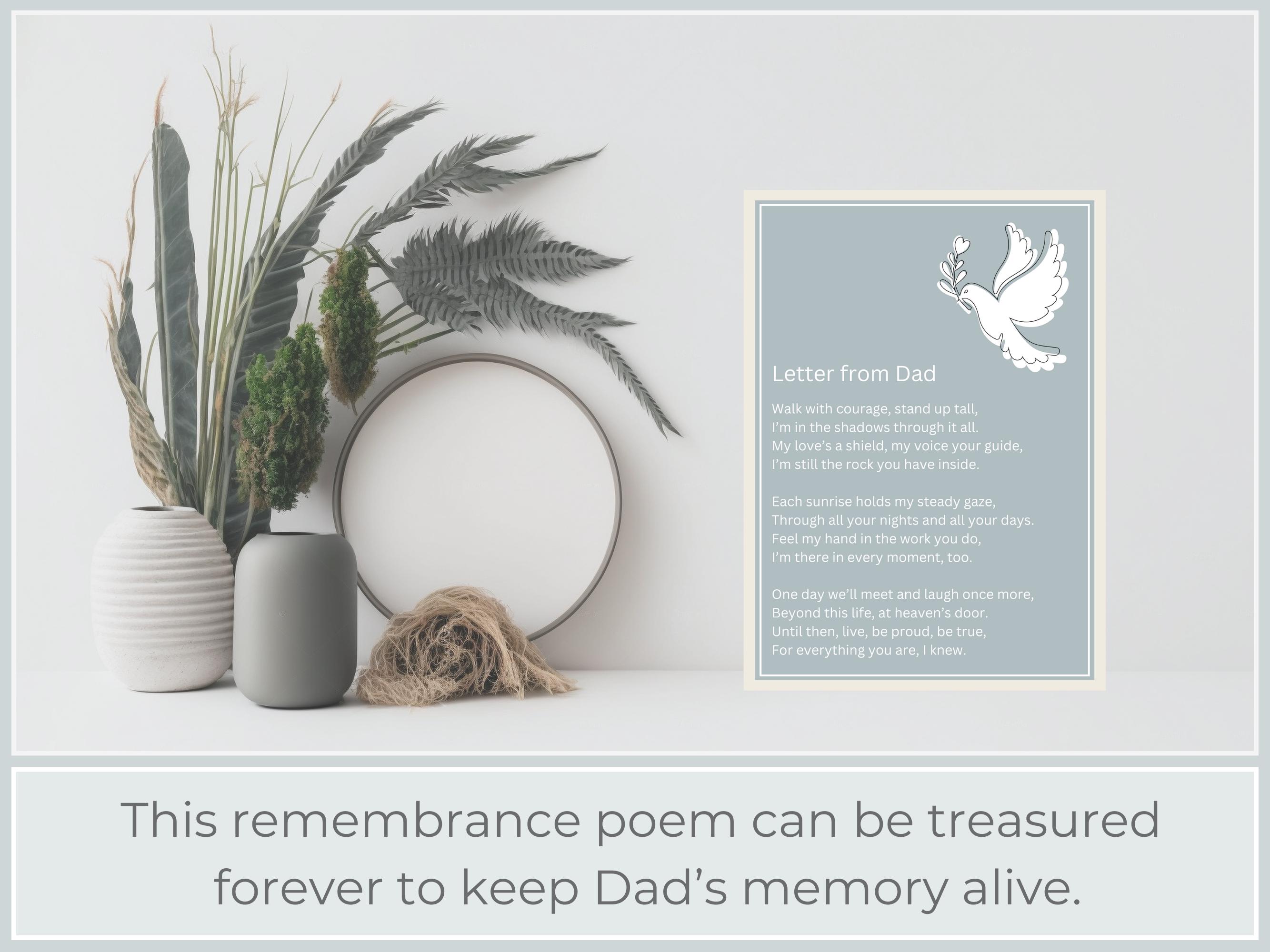 Dad Memorial Poem Father Funeral Poem Print letter From Dad Tribute to ...