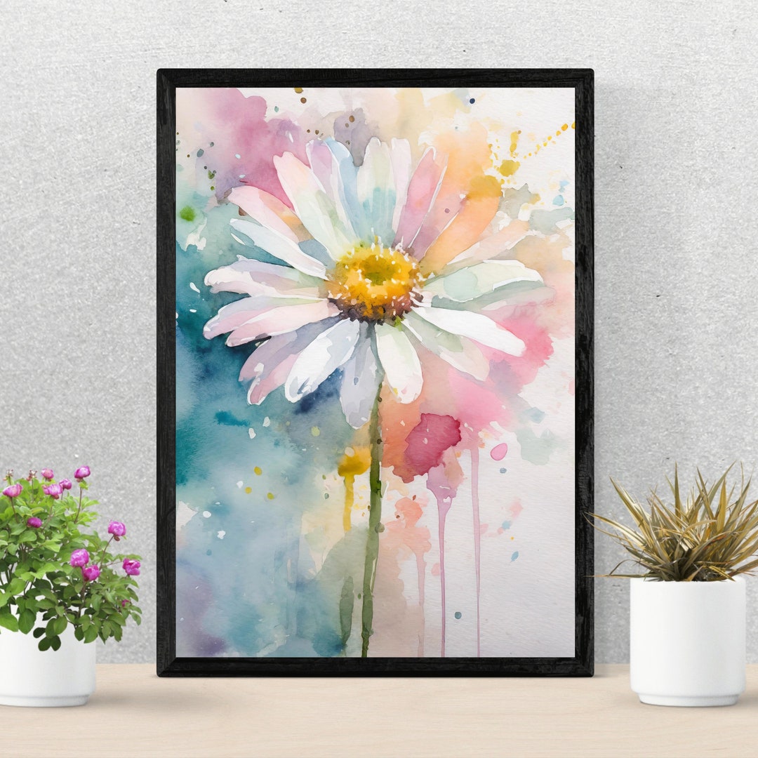 Daisy Delight Pastel Splatter Art Print for Cheerful Spaces Printables ...