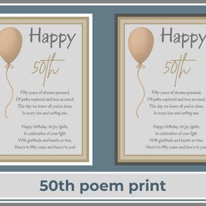 Happy 50th Birthday Poem Print Birthday Poems Printable Poem 50th ...
