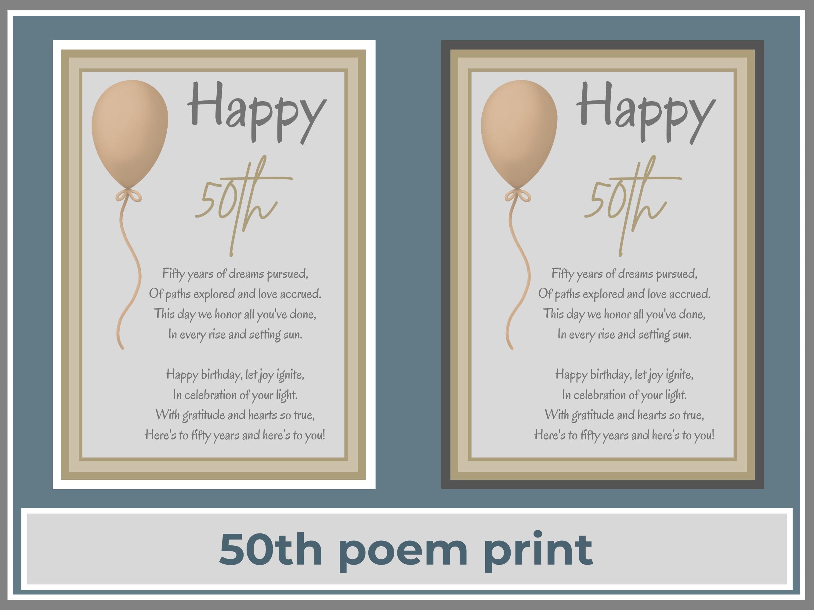 Happy 50th Birthday Poem Print Birthday Poems Printable Poem 50th ...