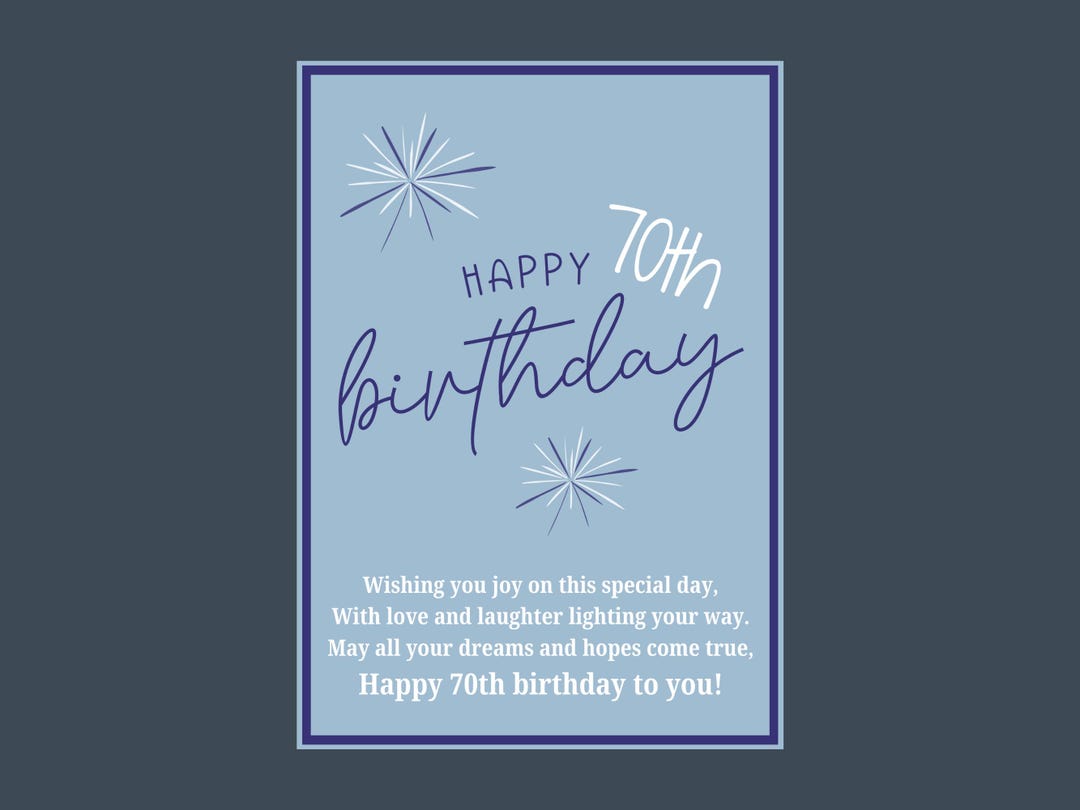 70th Birthday Poem Printable for Dad Grandfather Friend Husband Brother ...