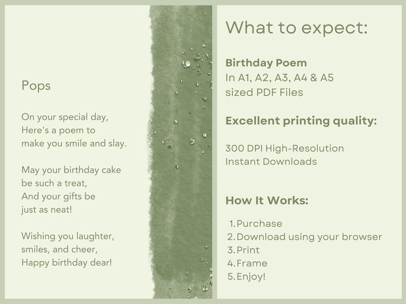 Pops Birthday Poem Printable: Heartfelt Gift for Grandpa (digital ...