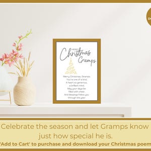 Christmas Poem for Gramps Christmas Poem Print Merry Christmas Gramps ...