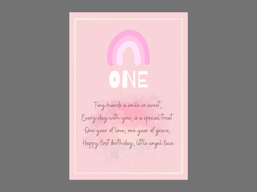 Printable First Birthday Poem for Baby Girl Happy 1st Birthday Poems ...
