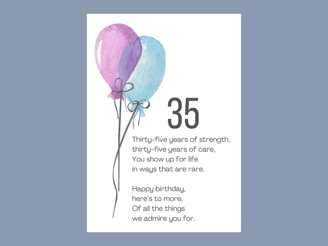 35th Birthday Poem Printable Heartfelt Gift Instant Download - Etsy