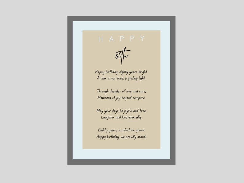 80th Birthday Poem Print Birthday Wishes Unique Birthday Gift Printable ... 80th Birthday Poem Print Birthday Wishes Unique Birthday Gift Printable ...