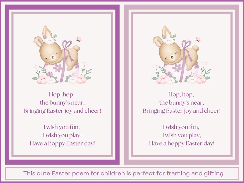 Children's Rhymes Happy Easter Poem Printable for Kids Instant Download ...