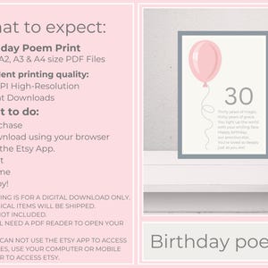 Loving 30th Birthday Poem Printable for Daughter Friend Sister Wife ...