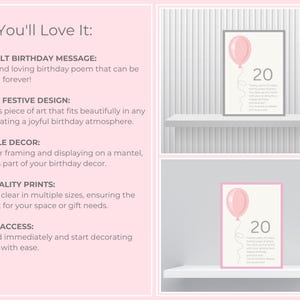 Loving 20th Birthday Poem Printable for Daughter Friend Sister ...