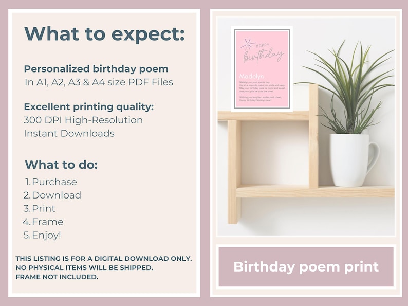 Madelyn Personalized Birthday Poem Print Birthday Poems Birthday Wish ...