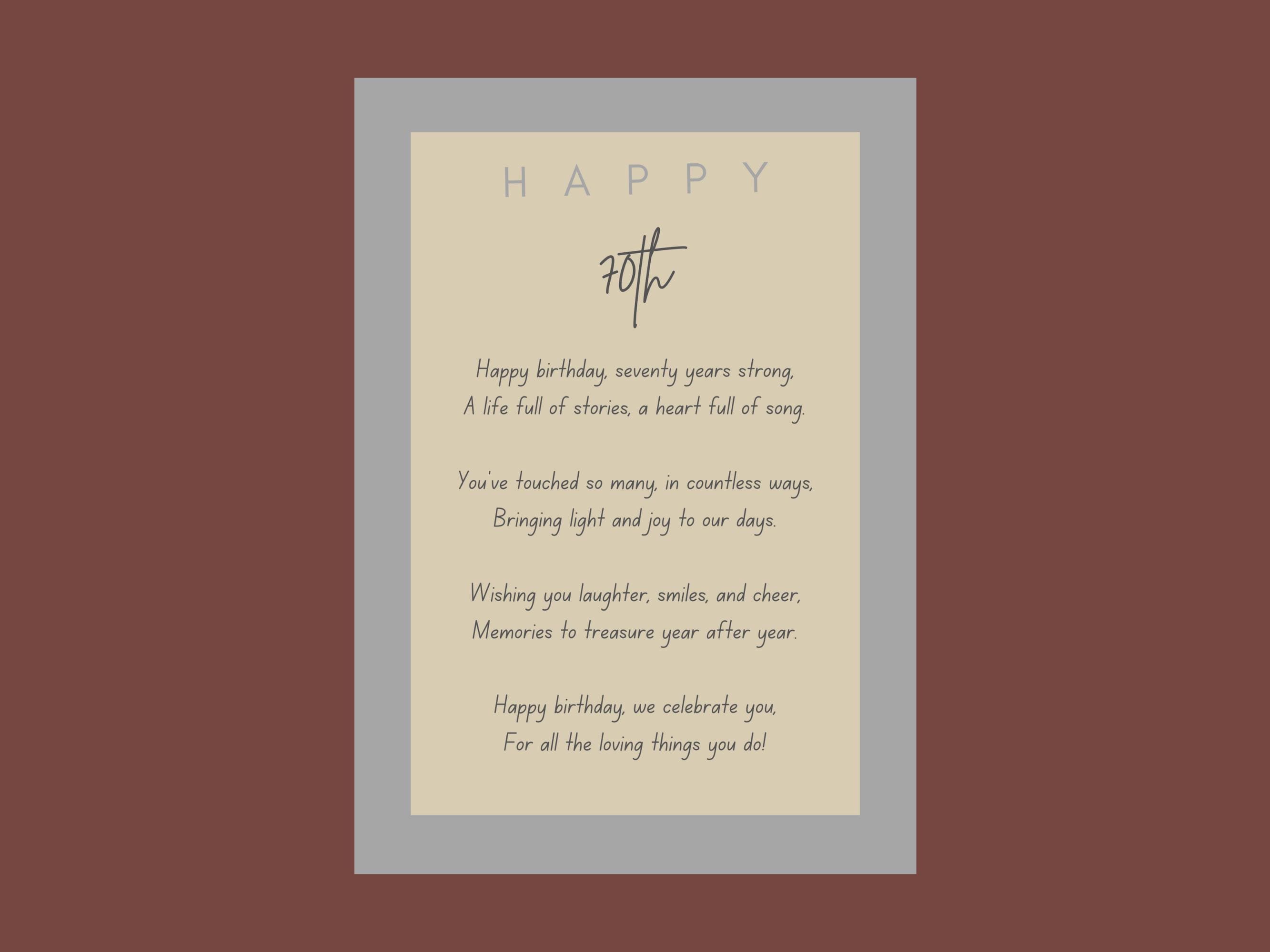 70th Birthday Poem Print Birthday Poems for Mom Printable Birthday Poem ...