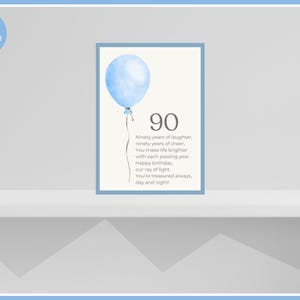 90th Birthday Poem for Him or Her Printable Ninetieth Verse Instant ...