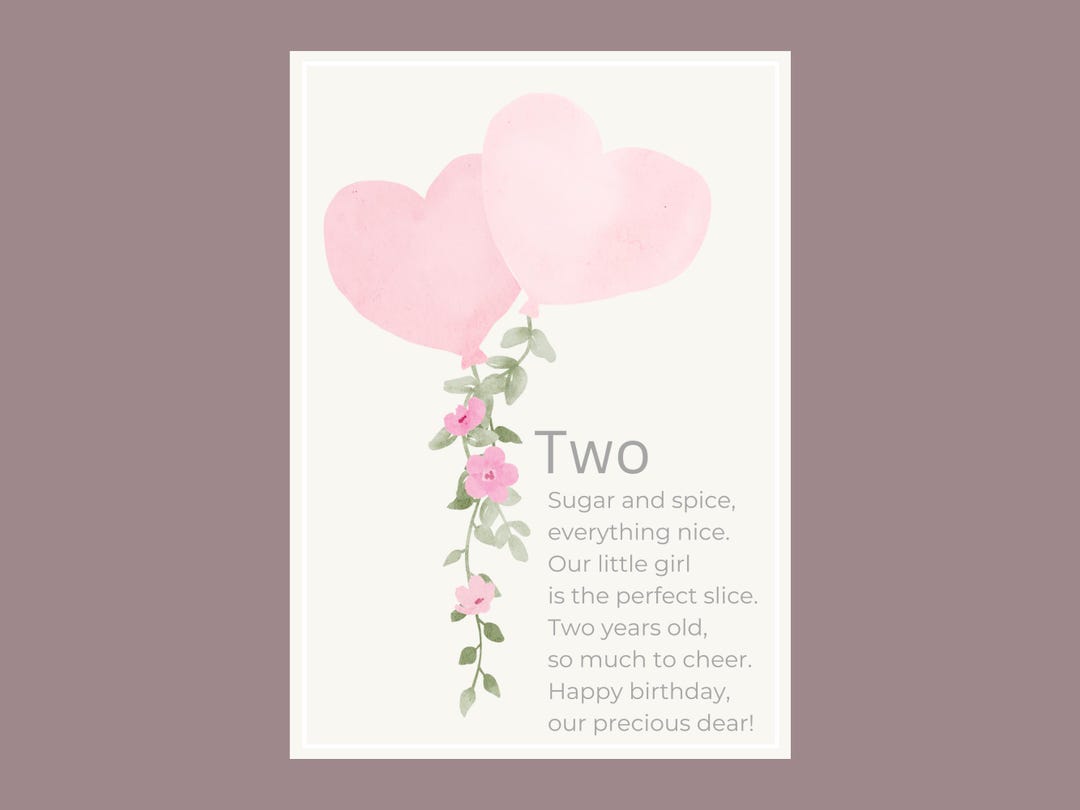 2nd Birthday Poems for Little Girl Birthday Poem Print for Little Girl ...
