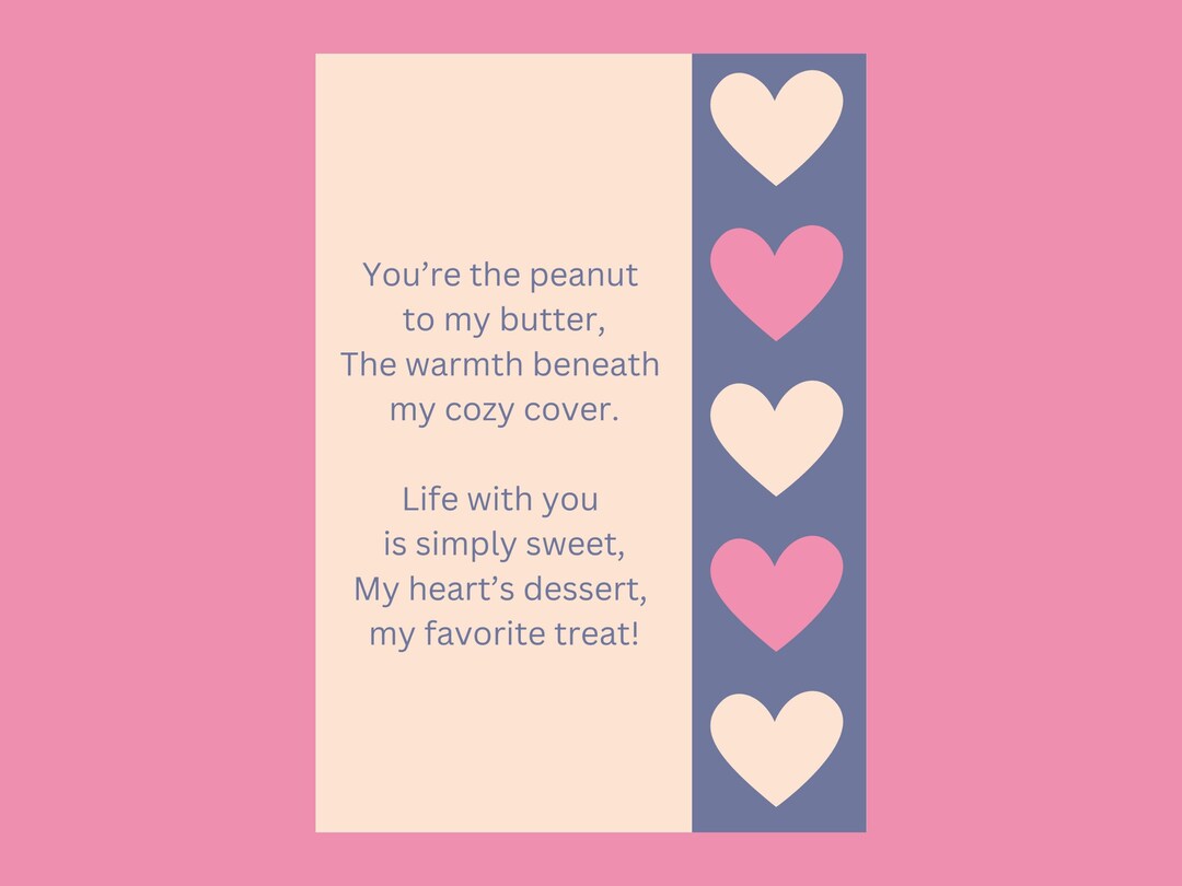 Love Poem Printable Instant Download "the Peanut to My Butter" Perfect ...