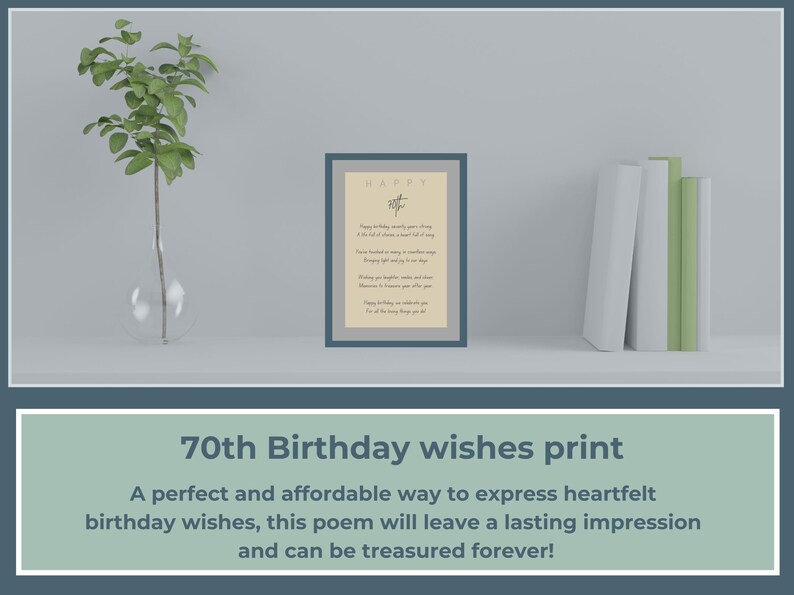 70th Birthday Poem Printable Instant Download Perfect for Framing and ...