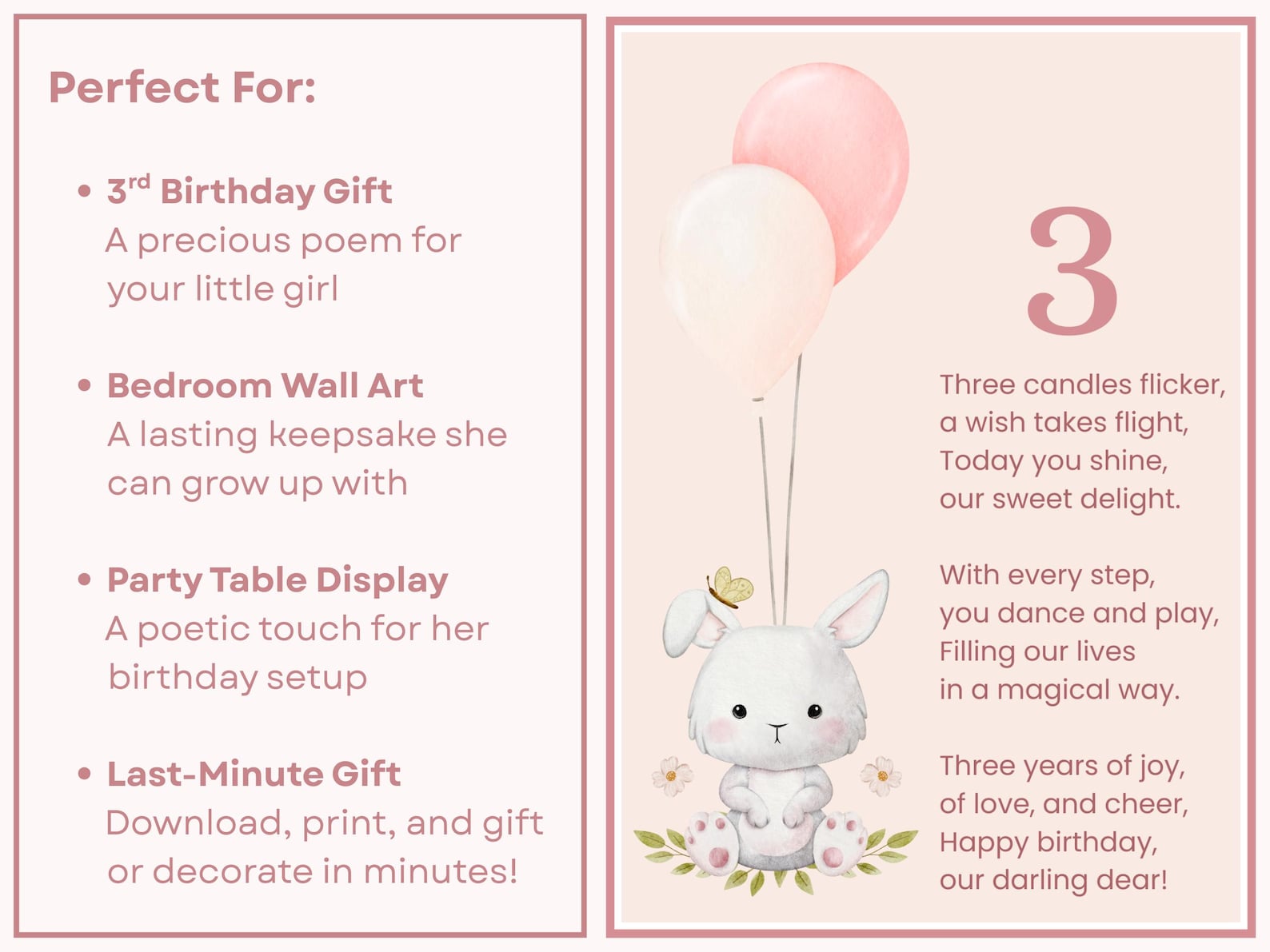 3rd Birthday Poem Printable Heartfelt Gift Instant Download - Etsy