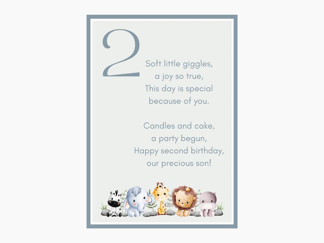 2nd Birthday Poem Printable for Son Grandson or Special Little Boy ...