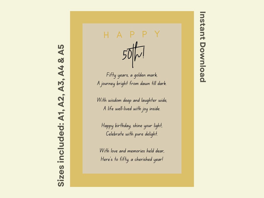 50th Birthday Poem Gift: Meaningful Milestone Celebration (digital ...