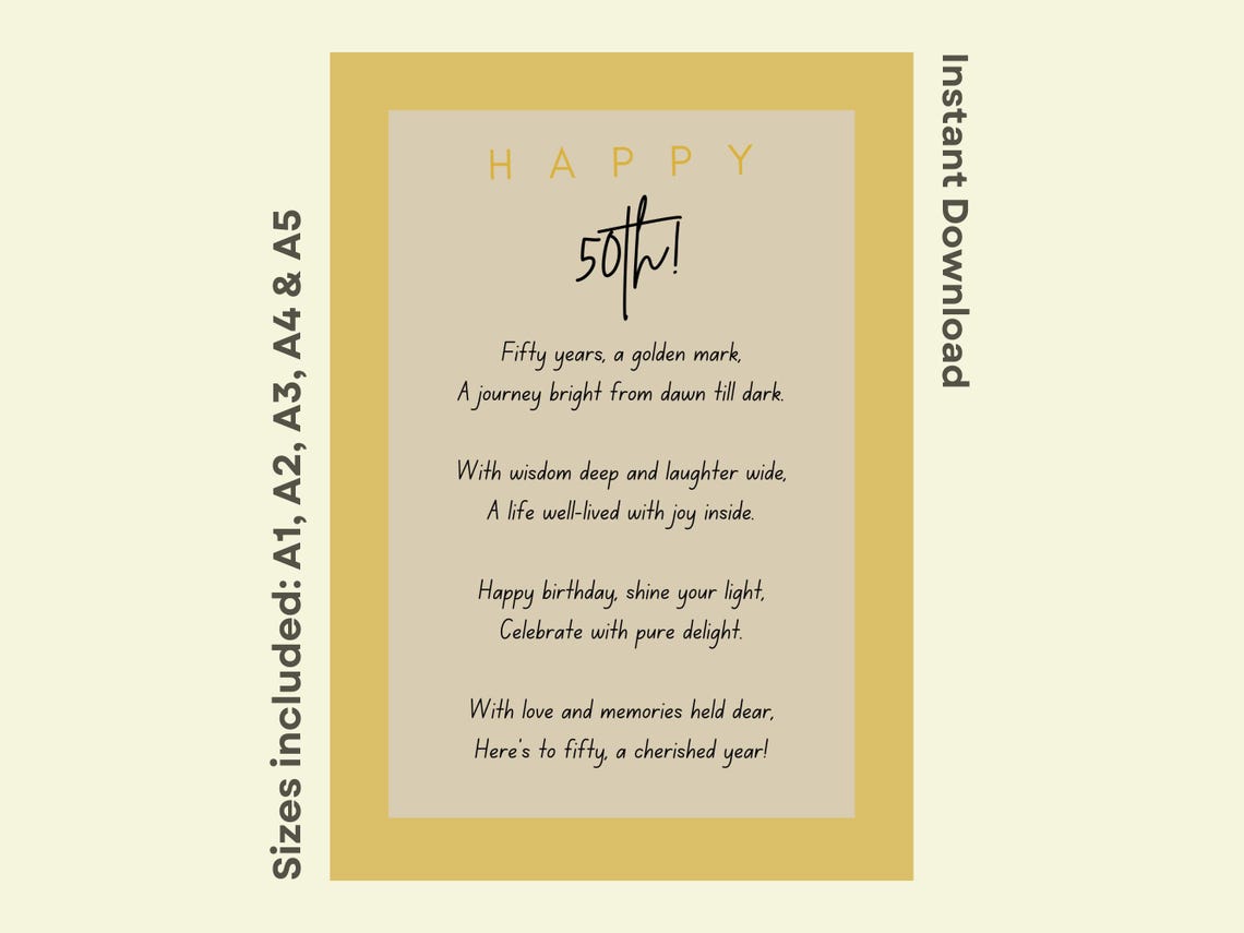 50th Birthday Poem Gift: Meaningful Milestone Celebration (digital ...