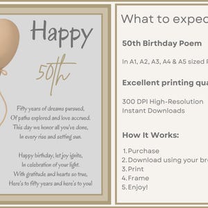 50th Birthday Poem Print: Elegant Milestone Gift (digital Download) - Etsy