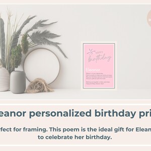 Eleanor Personalized Birthday Poem Print Happy Birthday Print Birthday ...