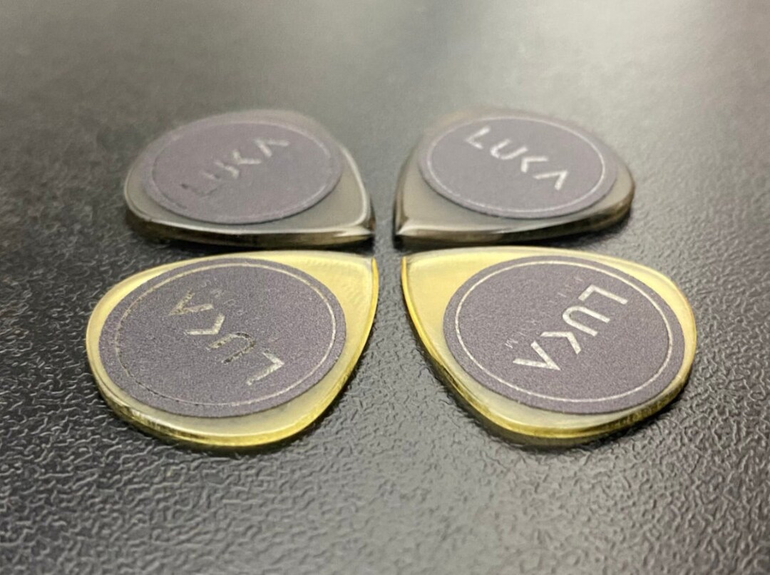 Handcrafted Transparent Yellow and Gray Guitar Pick Made of Ultem in ...