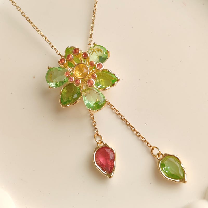 Sage Green Pink Necklace - Etsy