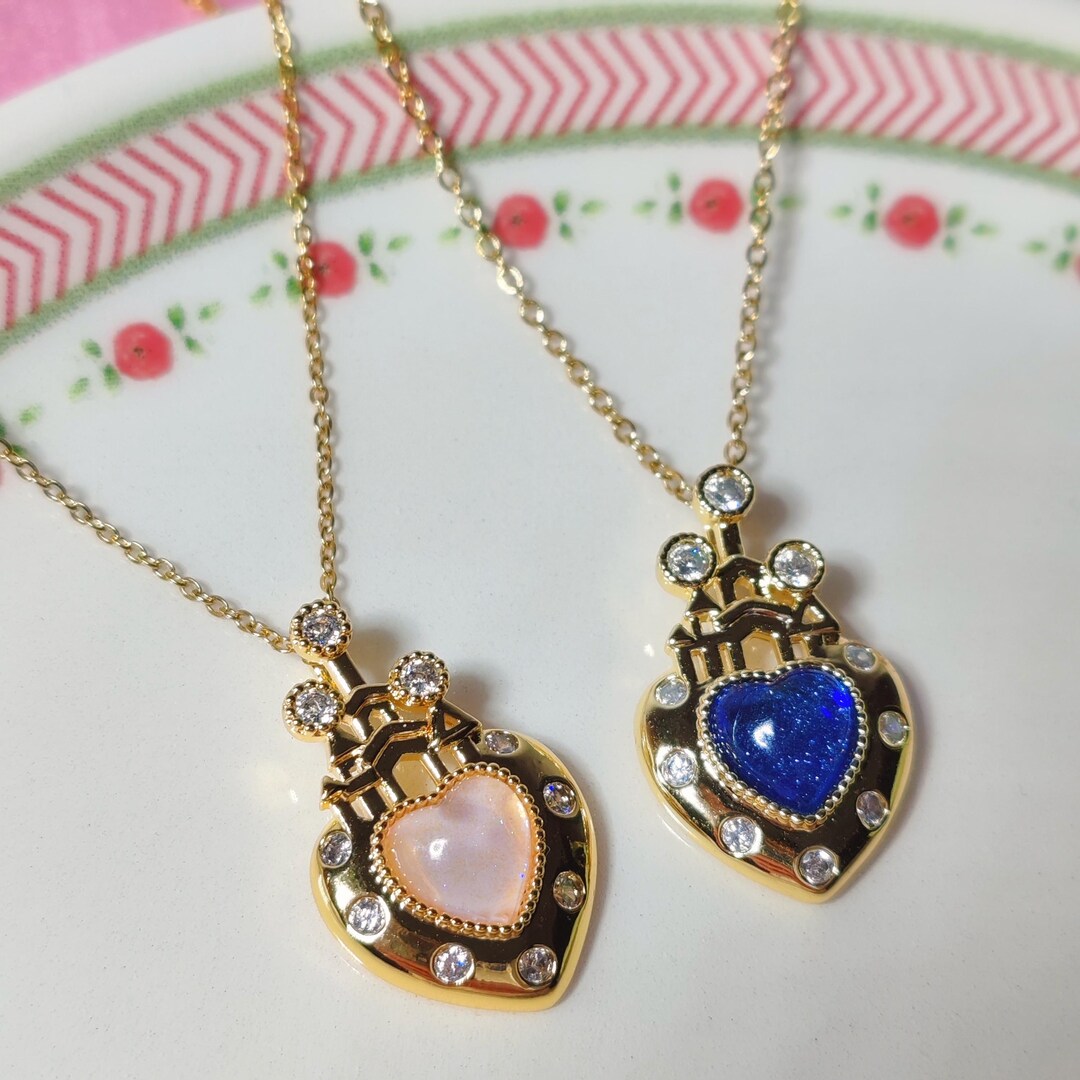 Princess Castle Heart Necklace: 18K Gold Plated Charm - Etsy