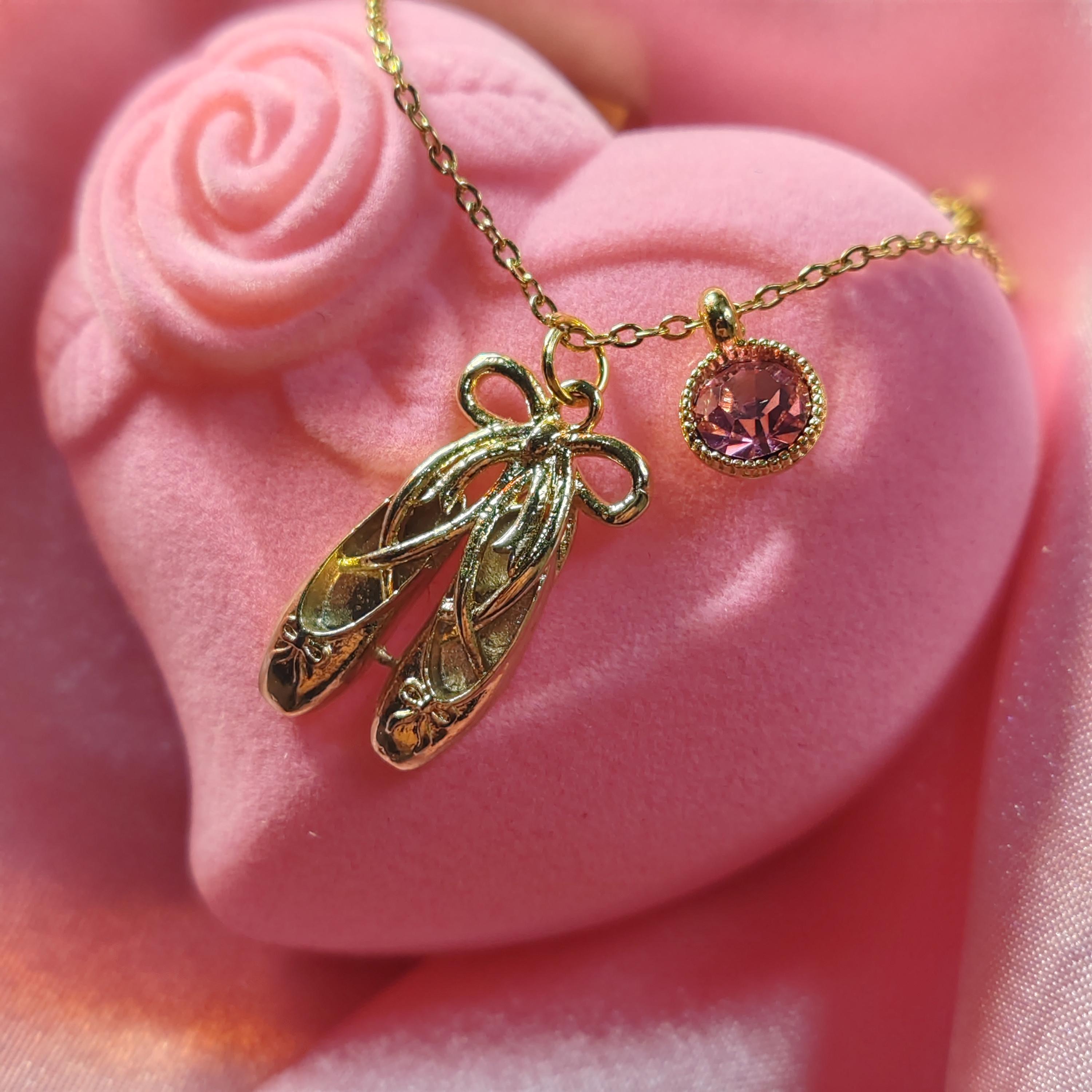 12 Dancing Princesses Ballet Shoes Birthstone Necklace, Ballerina ...