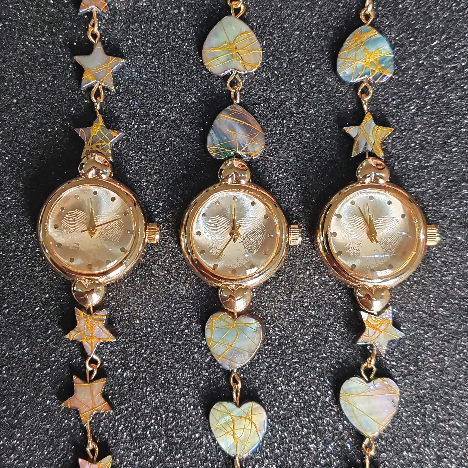 Holographic Mother of Pearl Charm Bracelet Watch: 18K Gold Vermeil - Etsy