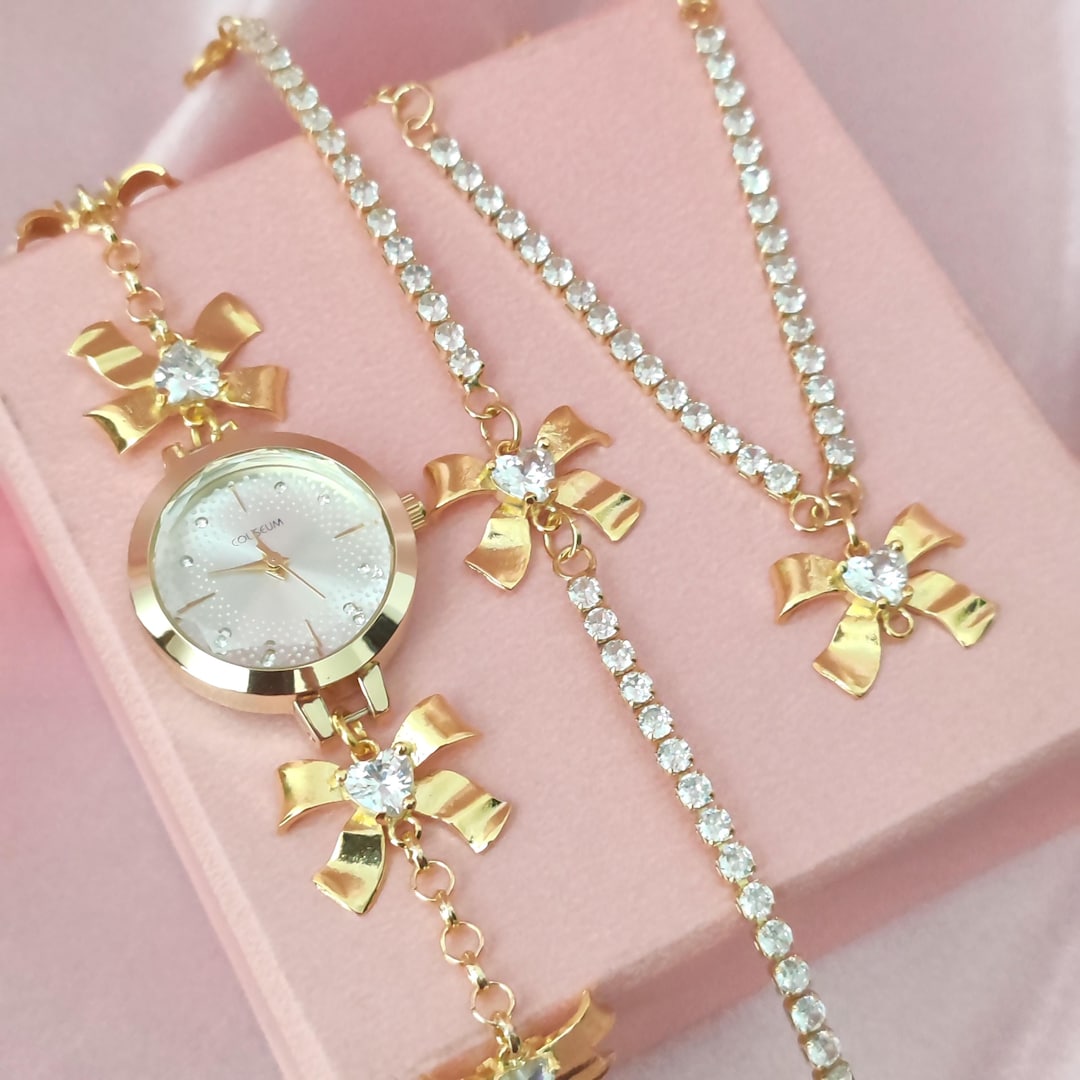 Ribbon Watch & Bracelet Necklace Set: Coquette Jewelry Gift - Etsy