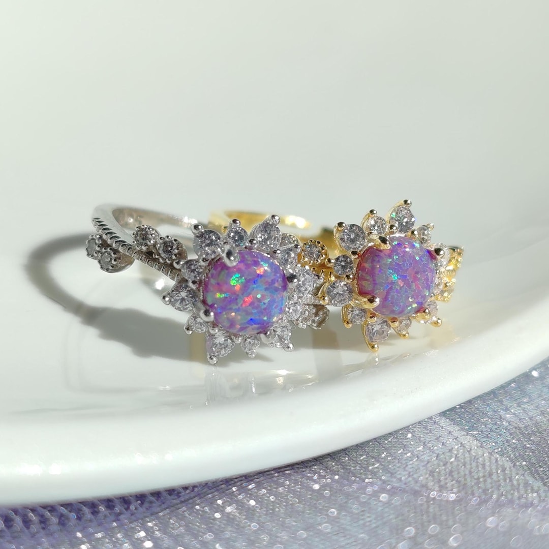 Rapunzel Dream Opal Ring: 925 Sterling Silver, Adjustable Band - Etsy