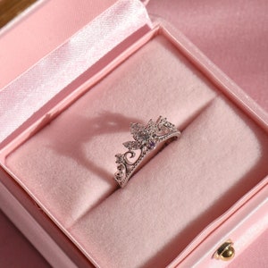 Rapunzel Royal Crown Princess Tiara Ring, 925 Sterling Silver Purple ...