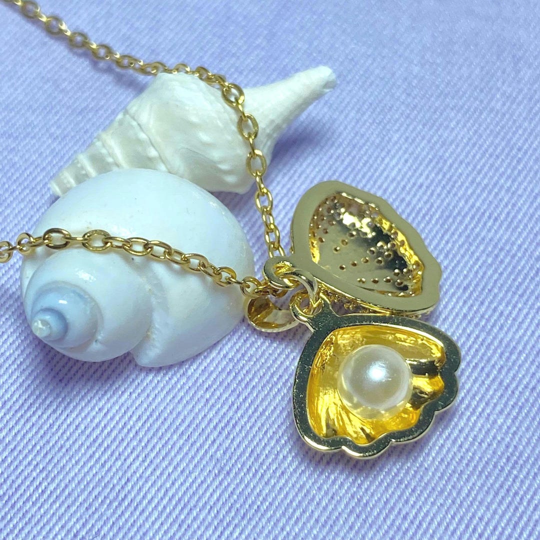 Ariel Shell, Ariel With Pearl Necklace, Mussel Necklace, 14K Gold ...