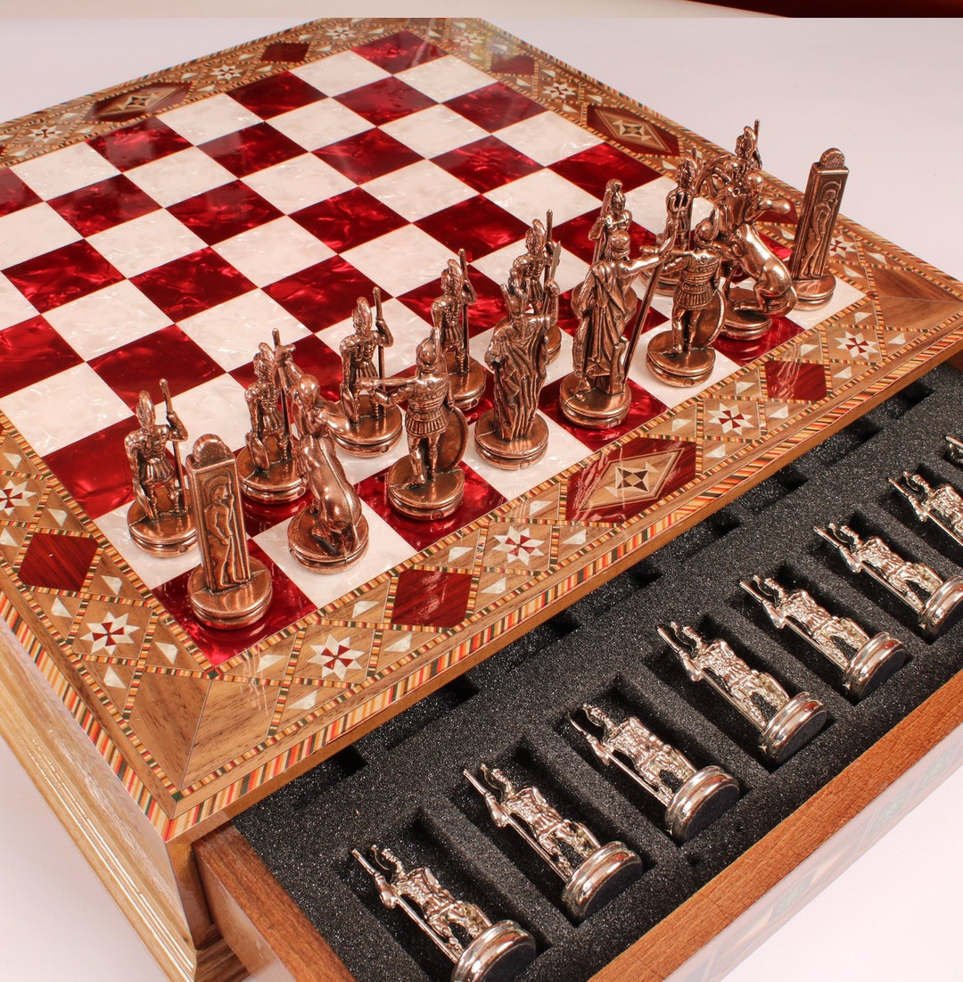 15.5 Luxury Chess Set, Personalized Wooden Chess Board With Storage ...