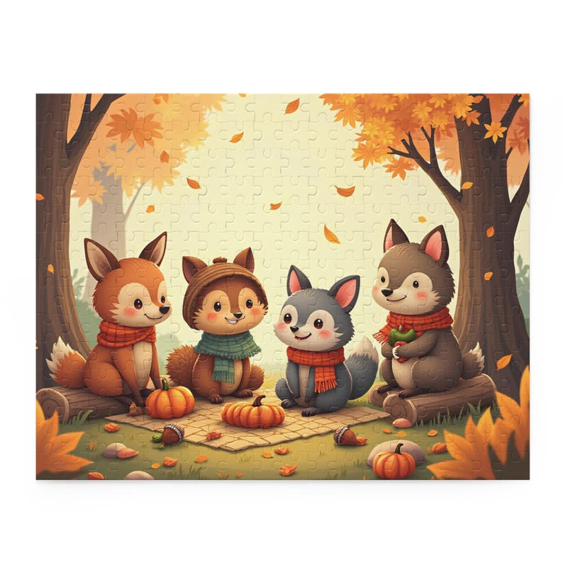 Autumn Forest Animals Jigsaw Puzzle – Cozy Fall Family Fun Gift ...