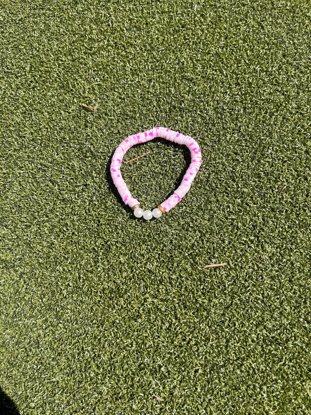 Pink Clay Bead Bracelet W/ Pearls - Etsy