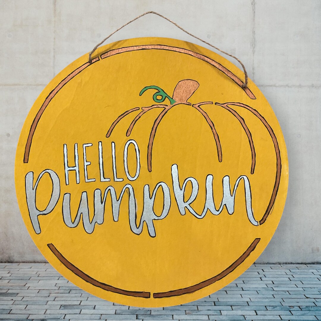 Hello Pumpkin Fall Wood Round Board - Etsy