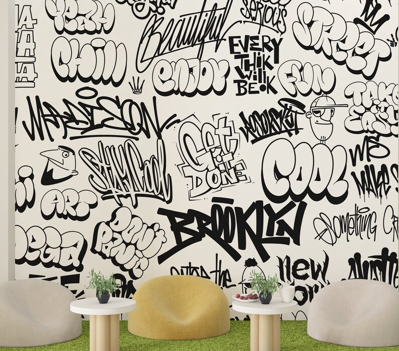 Graffiti Wallpaper Mural, Peel and Stick Urban Art, Kids Room Decor - Etsy