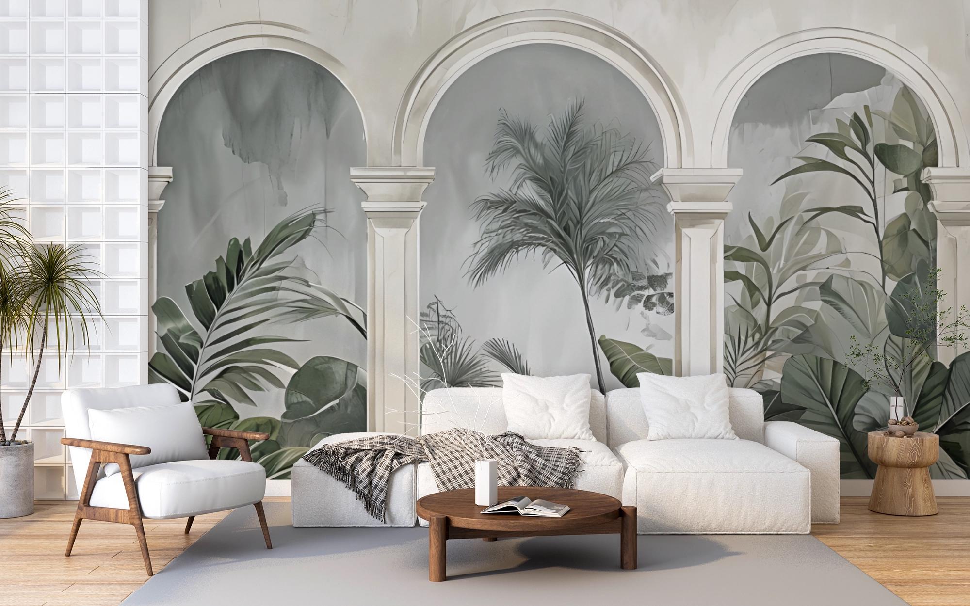 Tropical Arch Wallpaper, Botanical Mural, Peel and Stick - Etsy UK